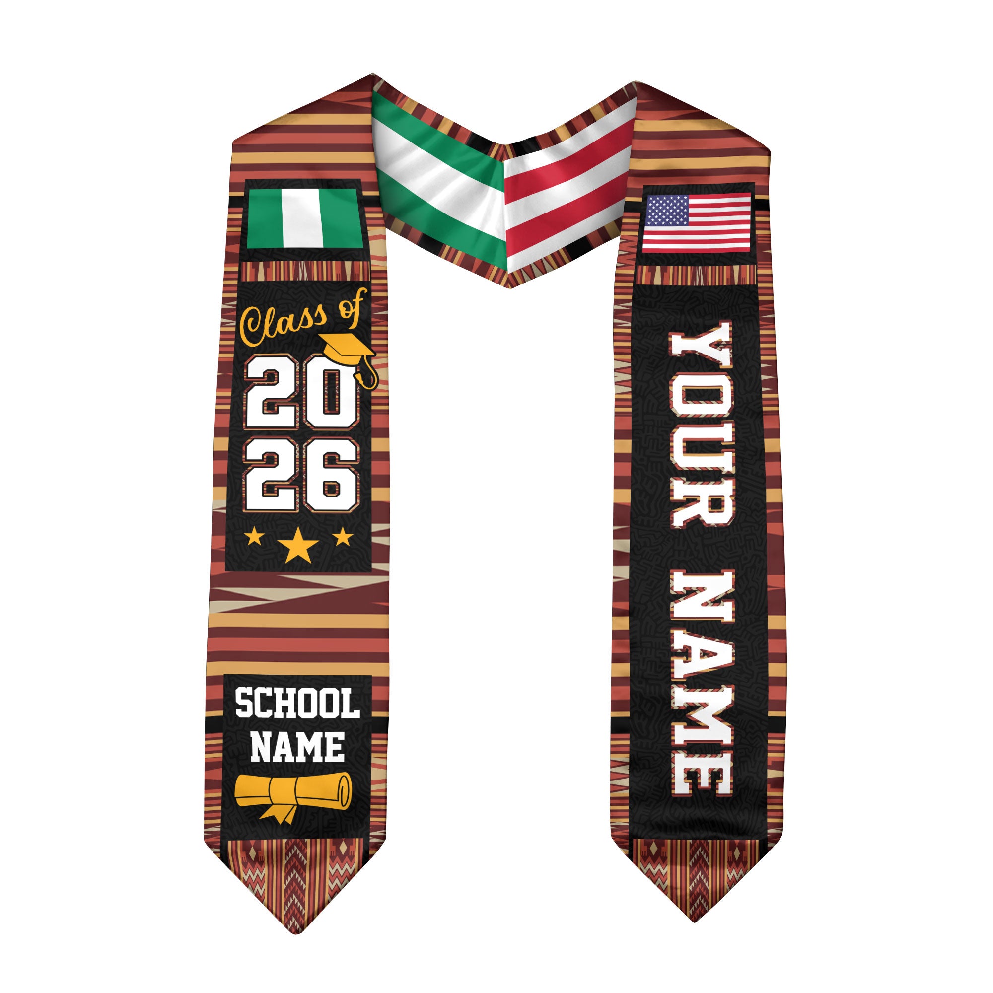 Nigeria Graduation Stole 2026, Nigerian Flag Sash, Class of 2026 Custo ...