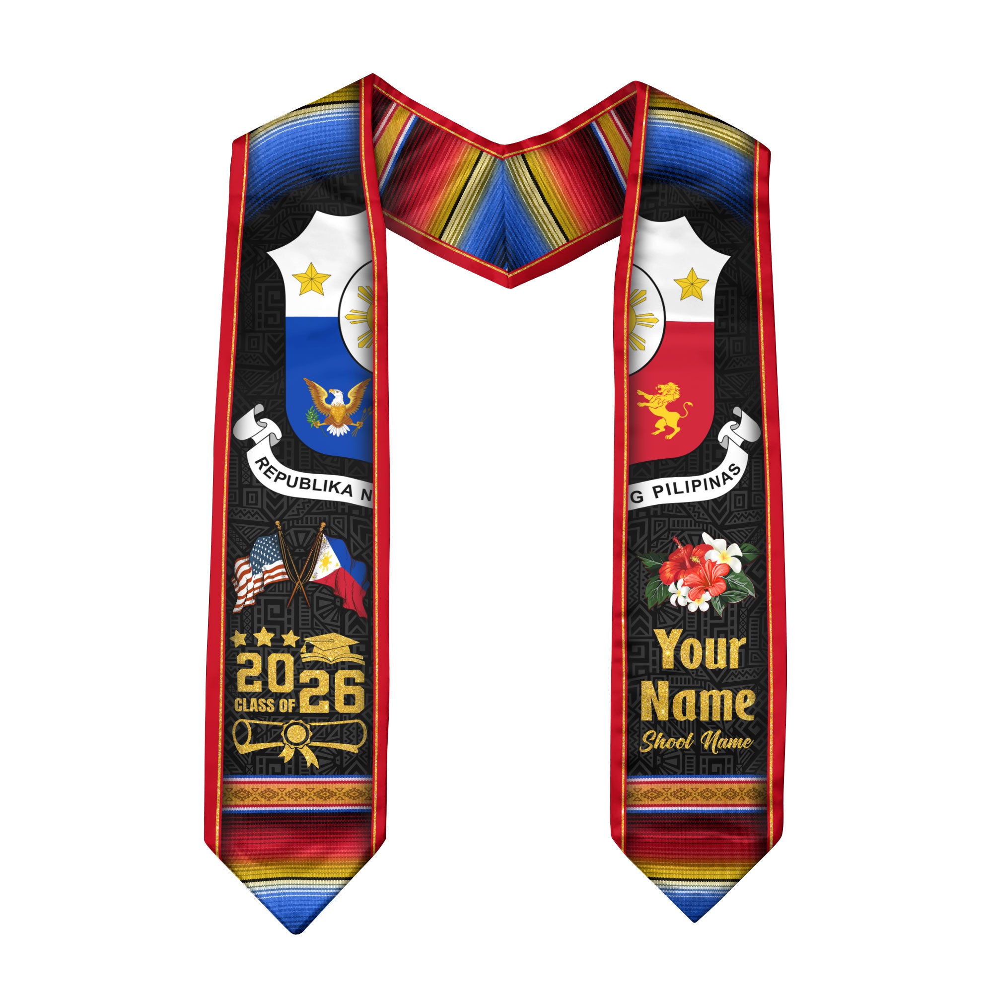 Philippines Graduation Stole 2026, Filipino Flag Sash, Tailored Detail ...